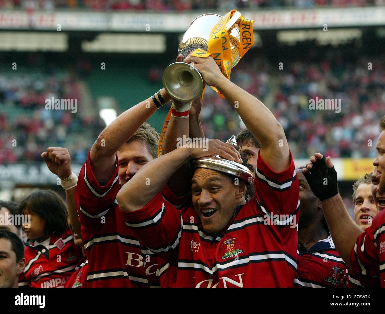 Gloucester's Junior Paramore (centre right) and James Forrester ...