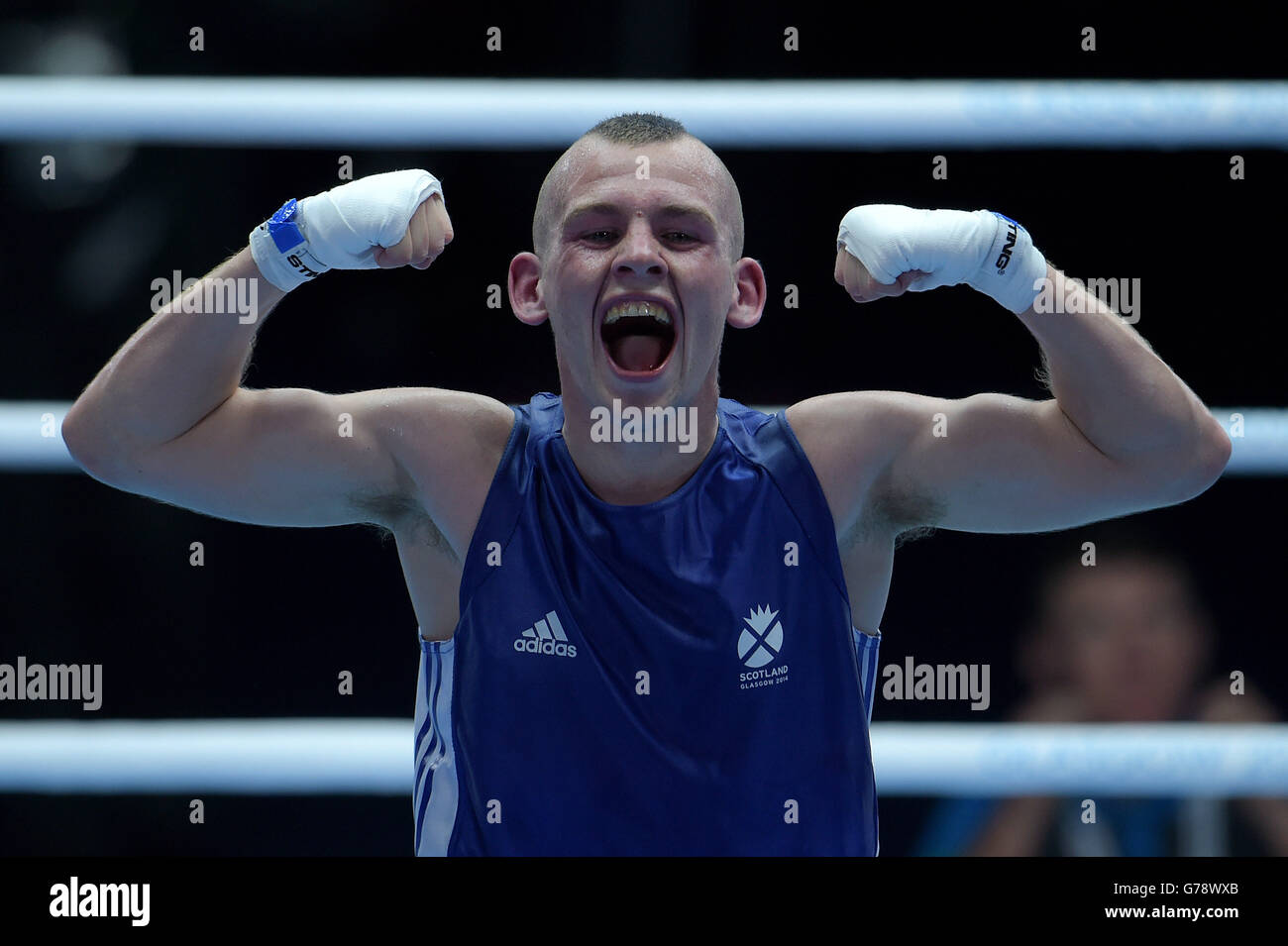 Scotland's Joe Ham celebrates after fighting Pakistan's Nadir Nadir in ...
