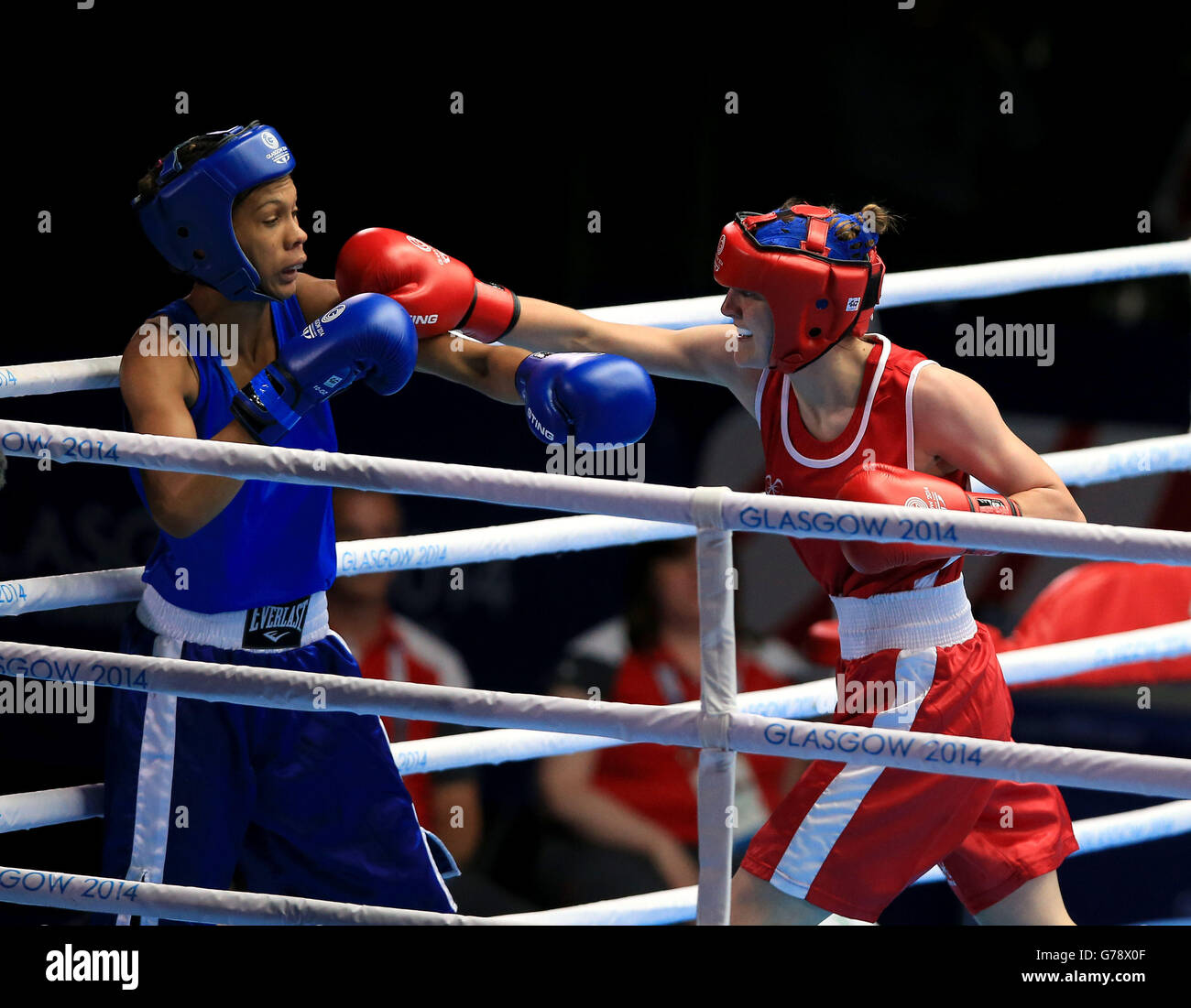 Northern Ireland's Michaela Walsh (red) in action against Mauritius ...