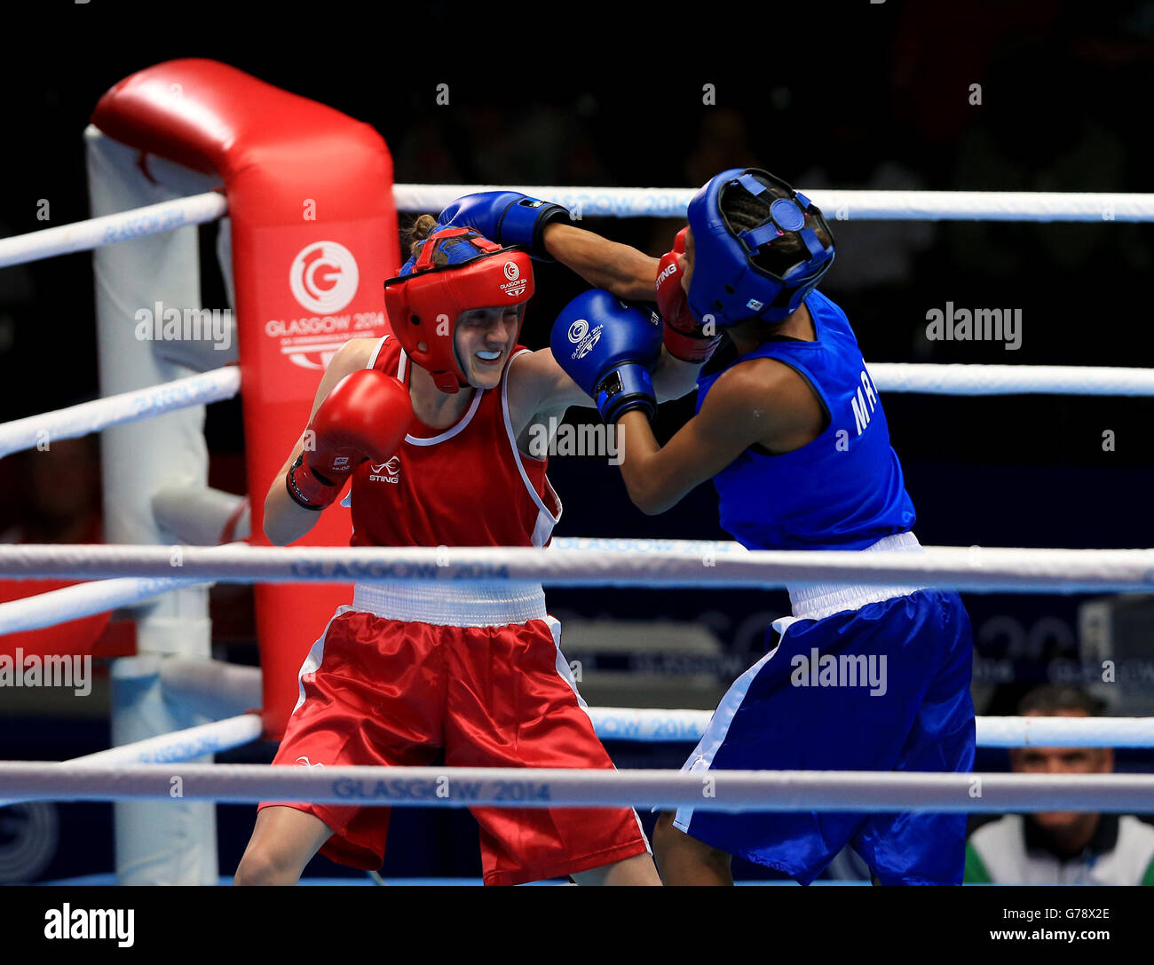 Northern Ireland's Michaela Walsh (red) in action against Mauritius ...