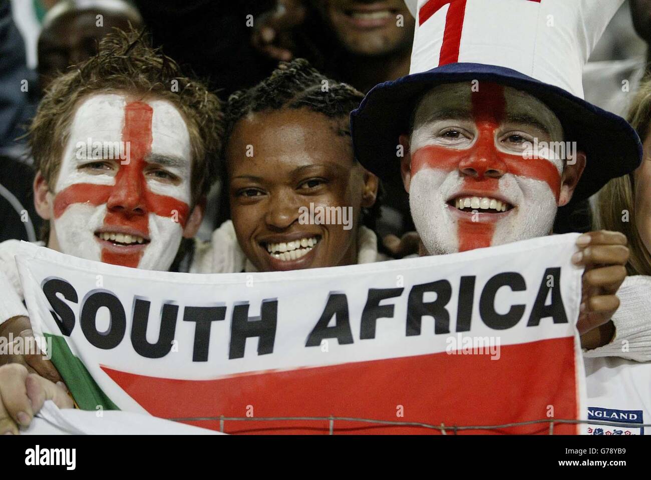 English and South Africa fans together at Durban's ABSA stadium betore ...