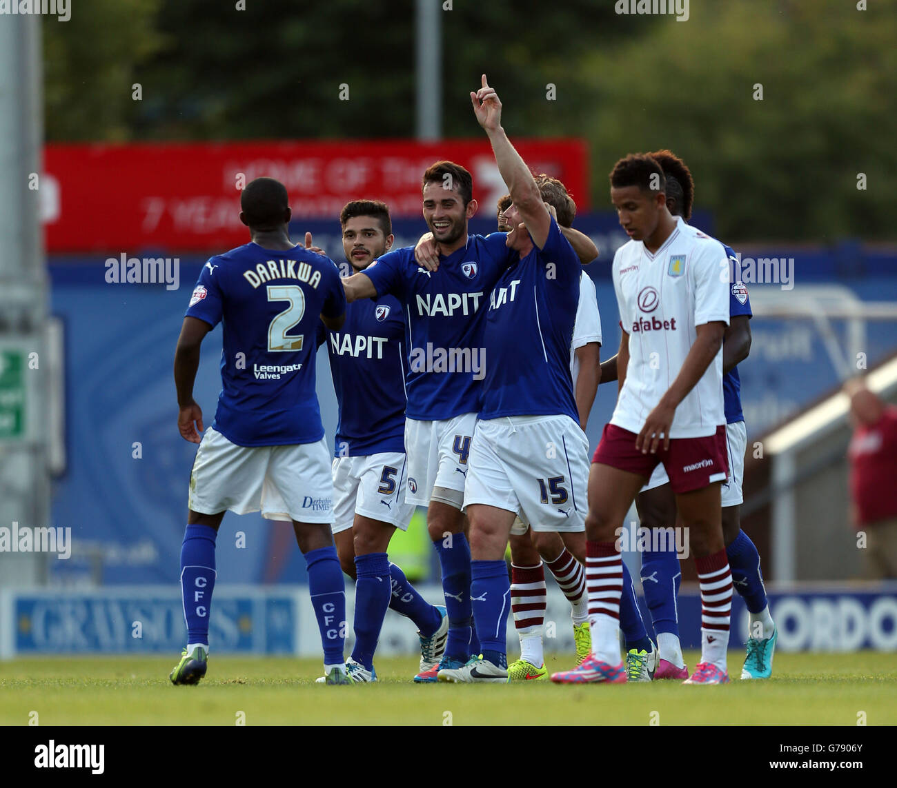 Chesterfield's Sam Hird (number 4) celebrates scoring his sides second ...