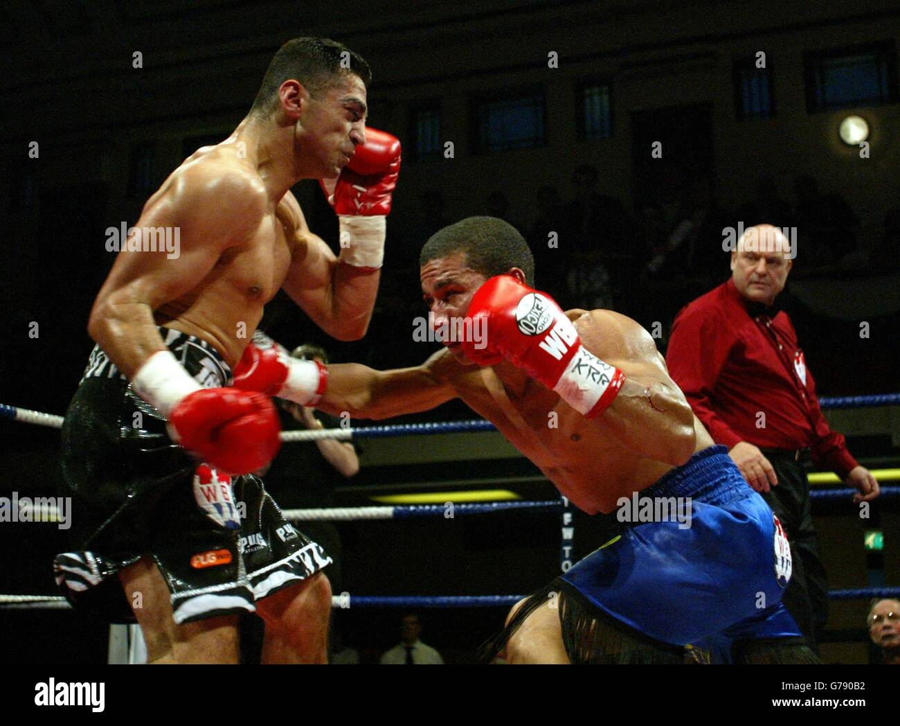 Takaloo from Margate (L) on his way to a points victory in his WBU ...
