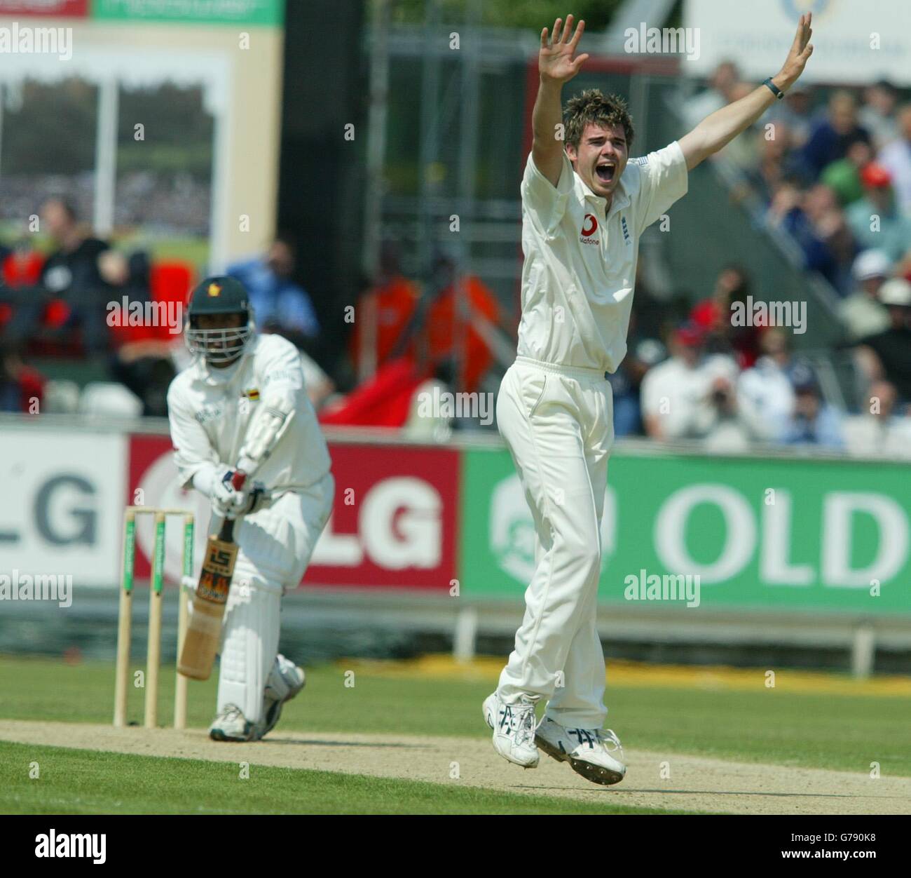 England bowler James Anderson successfully appeals for an LBW decision ...