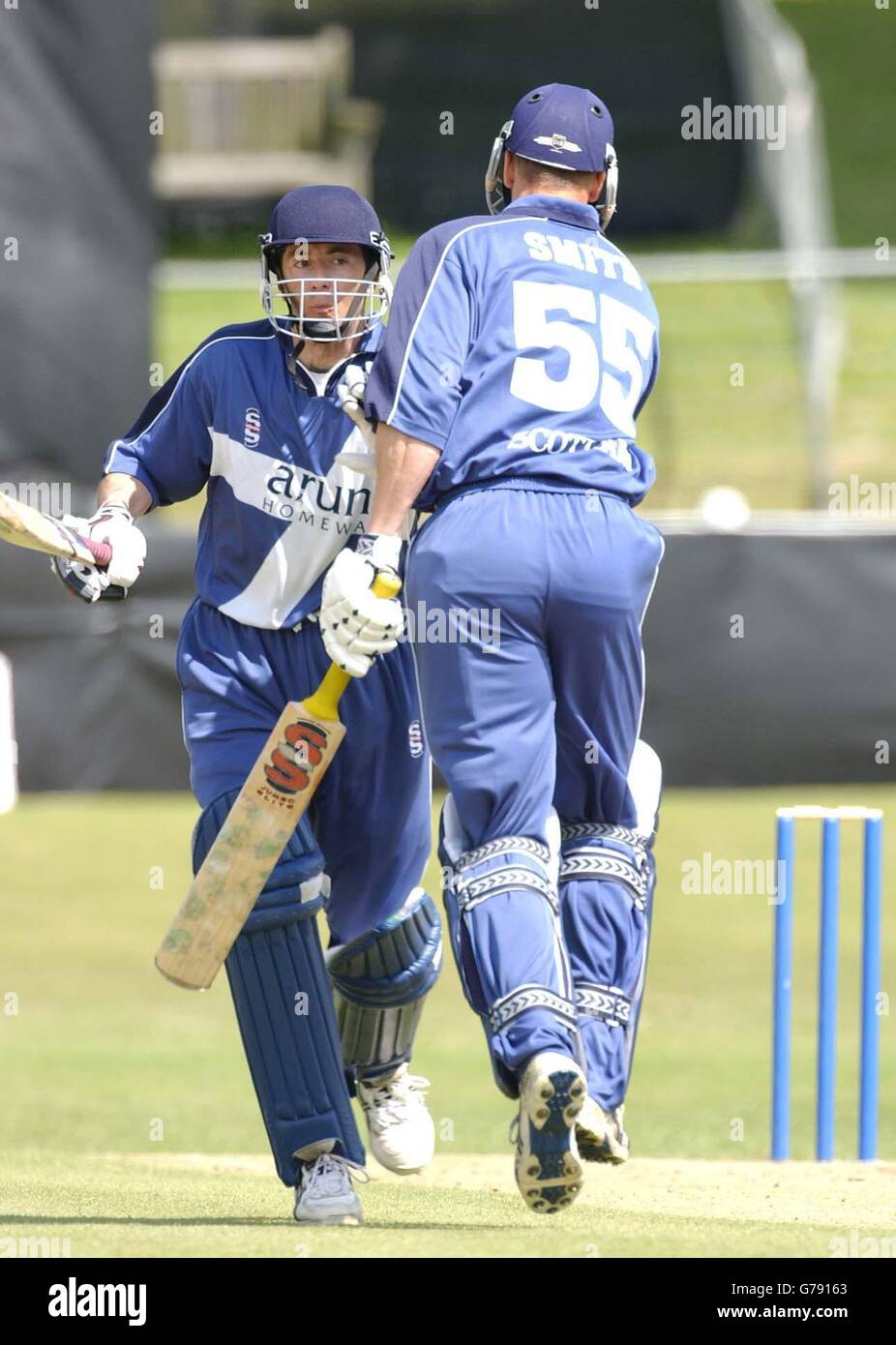 Scotland batsmen Colin Smith and Greig Williamson in action against ...