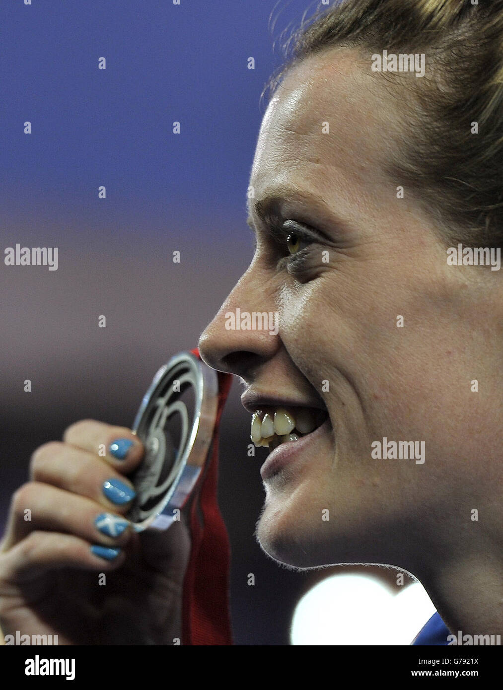 Scotland's Eilidh Child with her silver medal for the Women's 400m ...