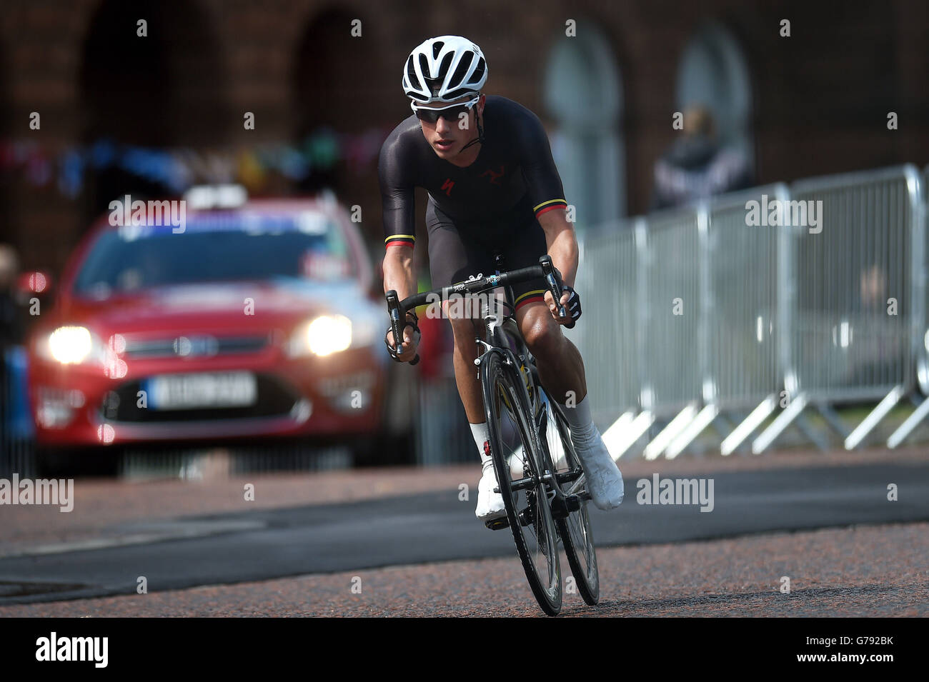 The Isle of Man's Peter Kennaugh leads the road race at Glasgow Green ...