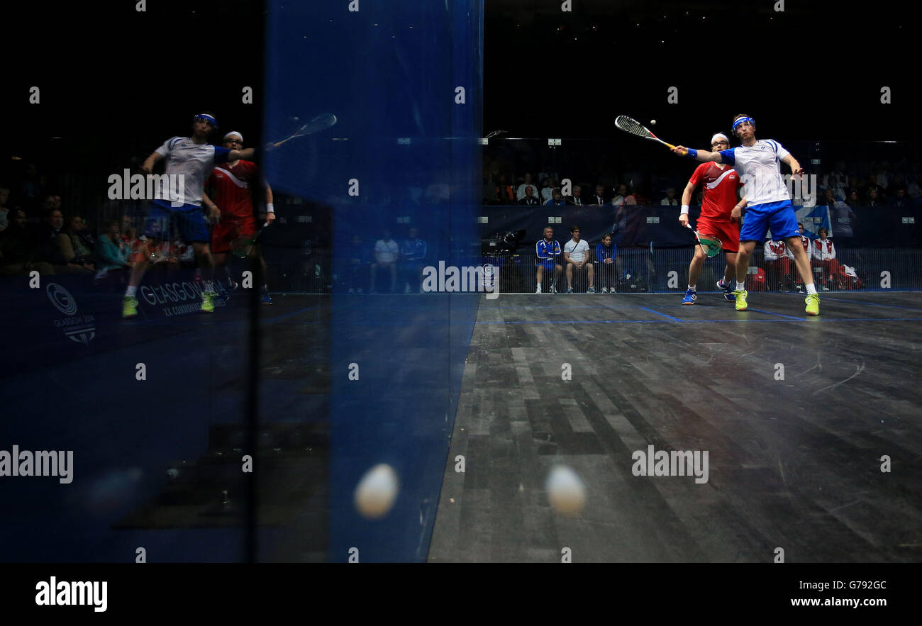 Scotland's Harry Leitch (right) in action in his Men's Doubles Bronze ...