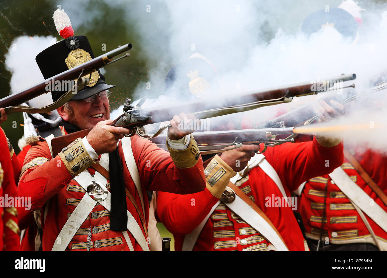 British soldiers open fire during the Vinegar Hill Battle Re-enactment ...