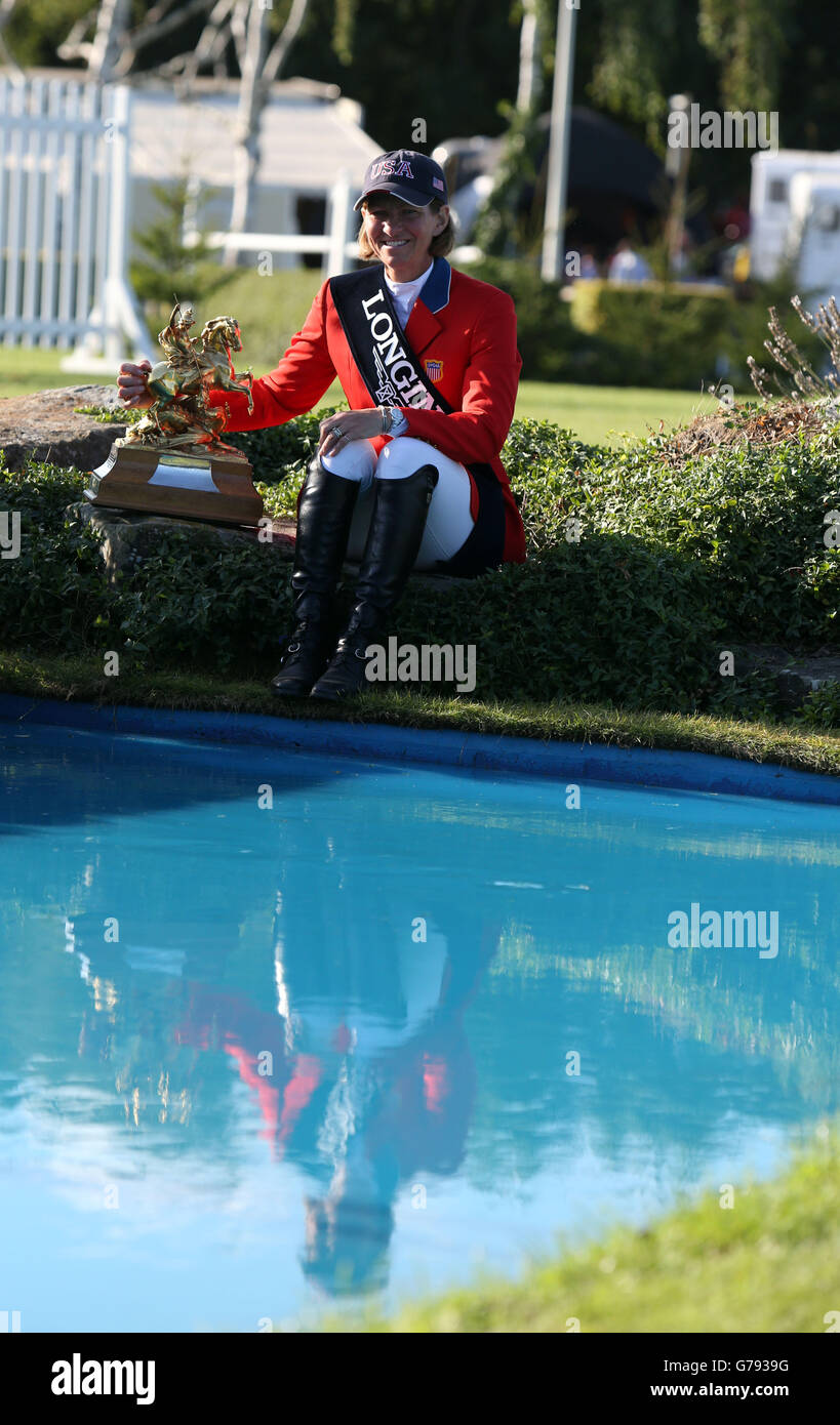 USA's Elizabeth Madden who rode Cortes 'C' celebrates winning the ...
