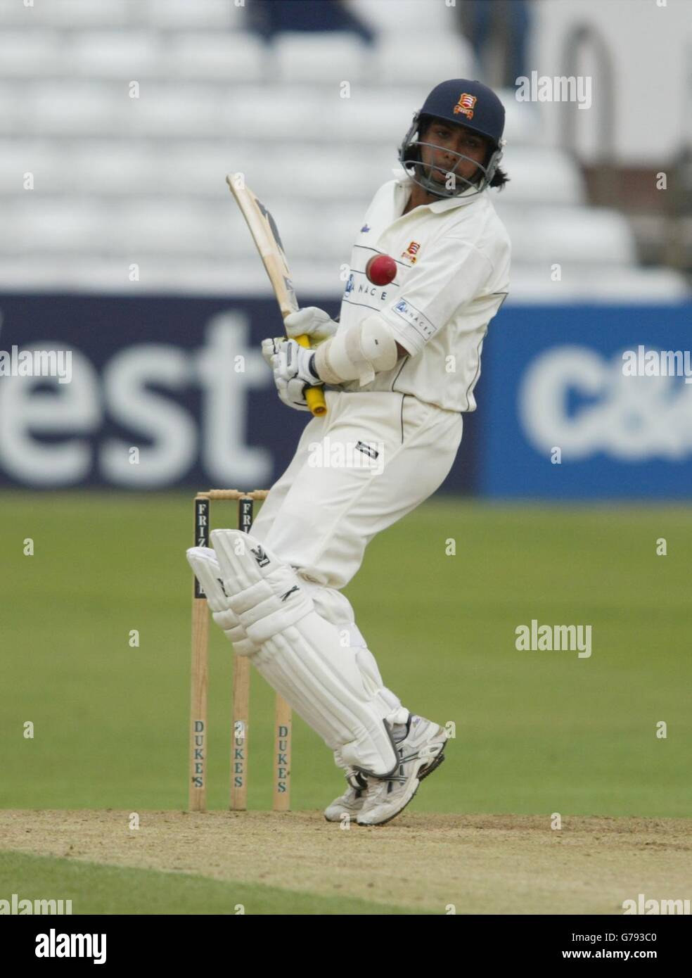 Essex batsman Aftab Habib avoids a short ball from Lancashire's Glen ...