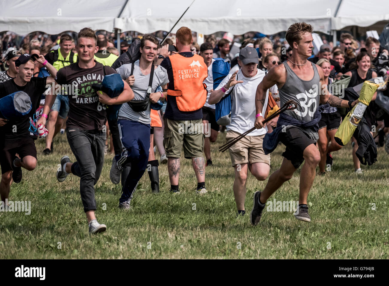 Denmark, Roskilde, June 26th 2016. Roskilde Festival officially opened ...