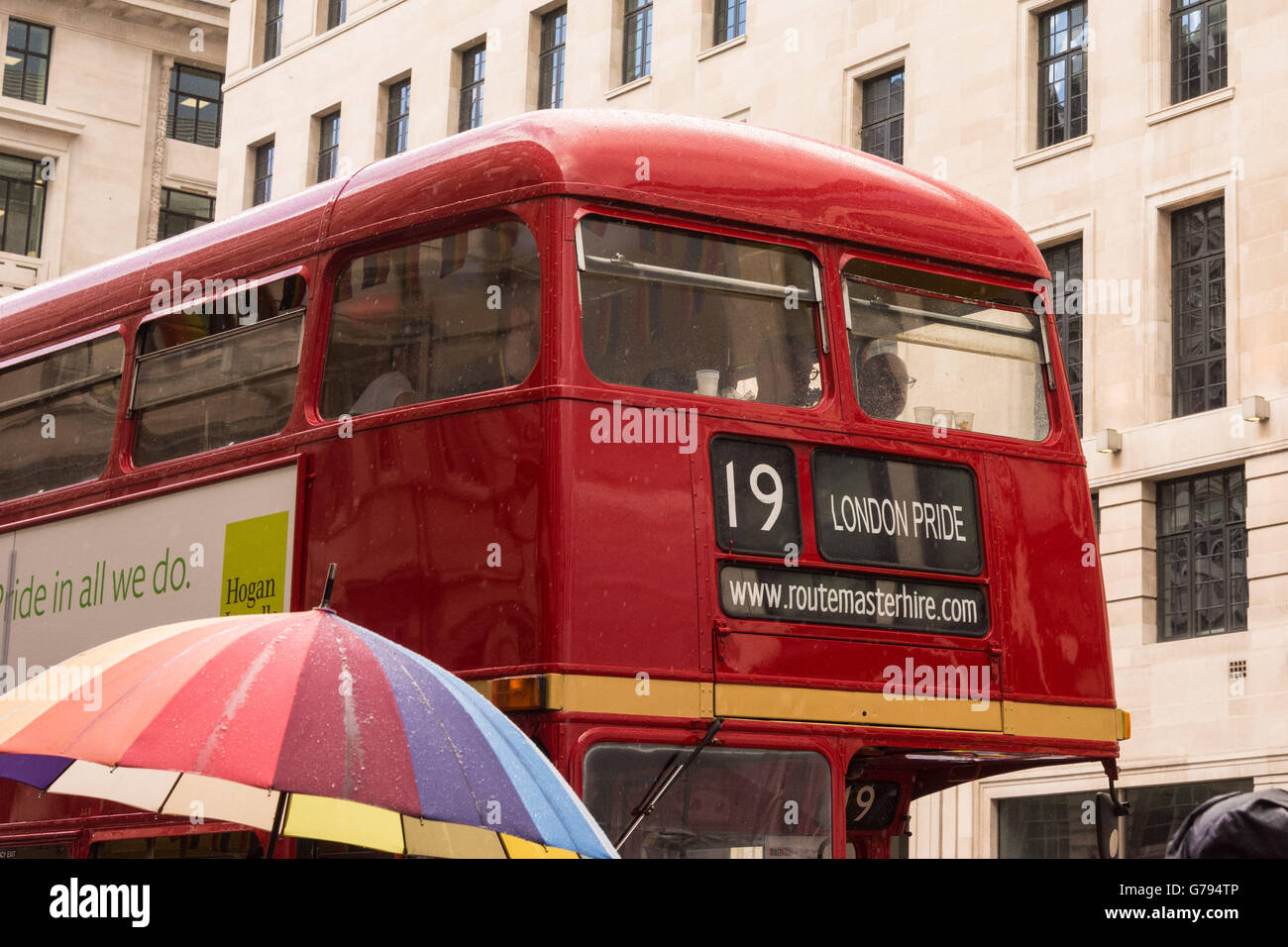 London UK 25th June 2016. A London Routemaster bus bearing the ...