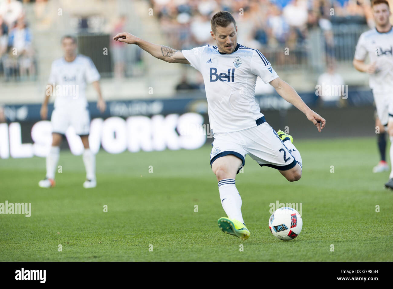 Chester, Pennsylvania, USA. 25th June, 2016. Whitecaps's JORDON HARVEY ...
