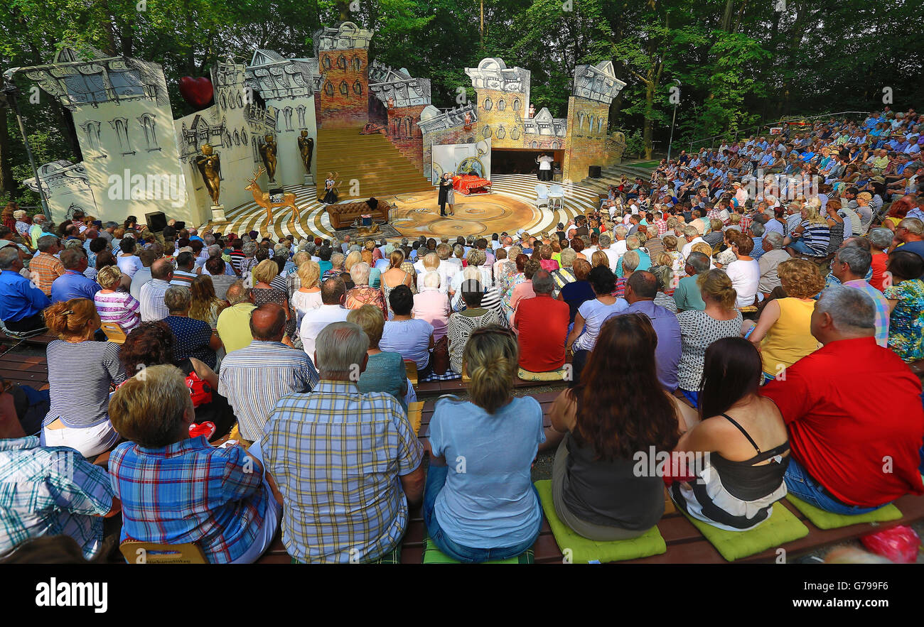 Viewers watch a performance of 'Die Fledermaus' (The Bat) operetta by ...