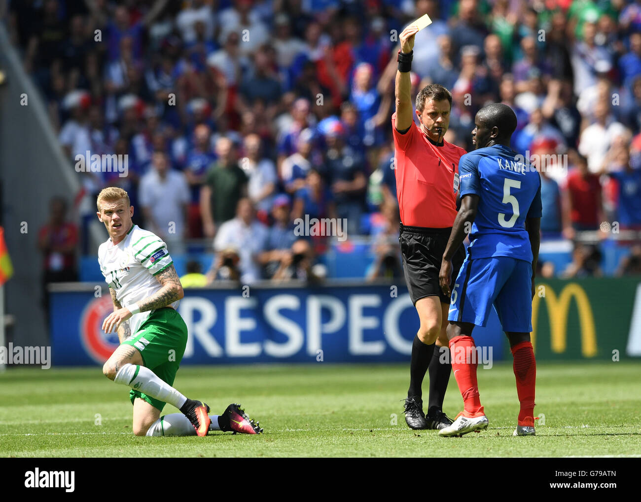 Lyon, France. 26th June, 2016. Italian referee Nicola Rizzoli awards a ...