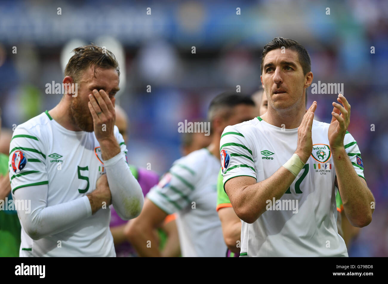 Lyon, France. 26th June, 2016. Richard Keogh (l) and Stephen Ward of ...