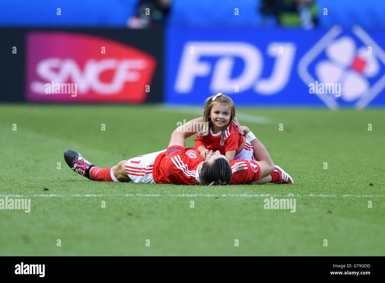 Gareth Bale (Wales) Alba Daughter ; June 25, 2016- Football : Uefa Euro ...