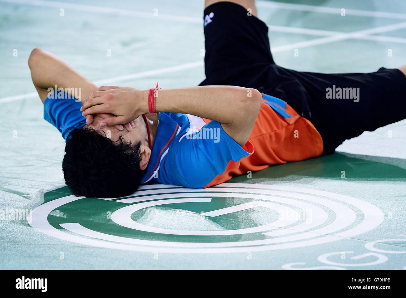 India's Kashyap Parupalli reacts after beating England's Rajiv Ouseph ...