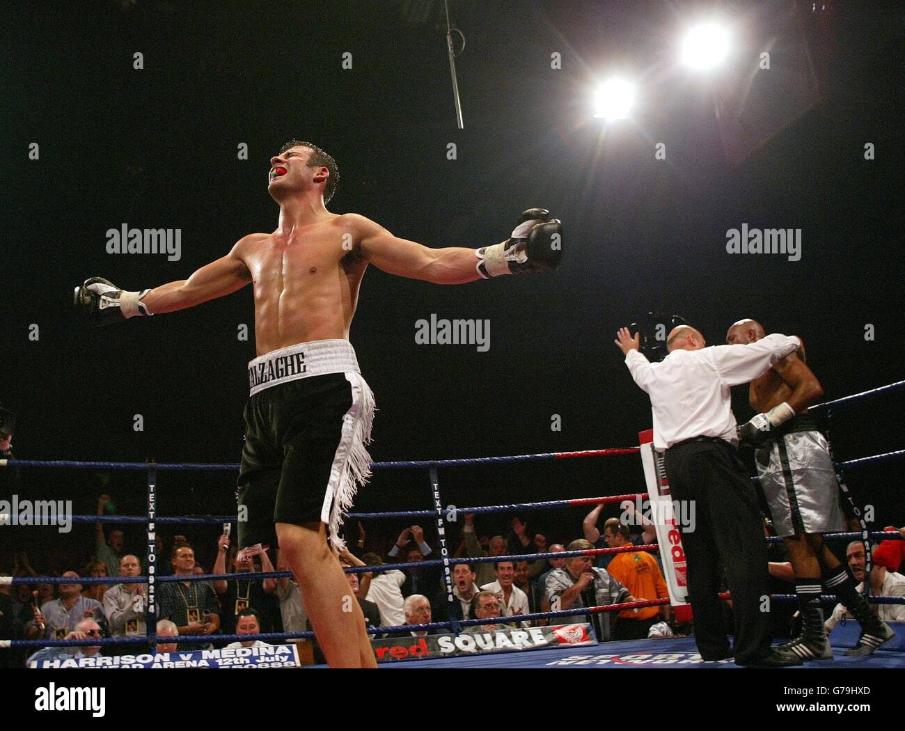 Joe Calzaghe from Wales celebrates his second round win over American ...