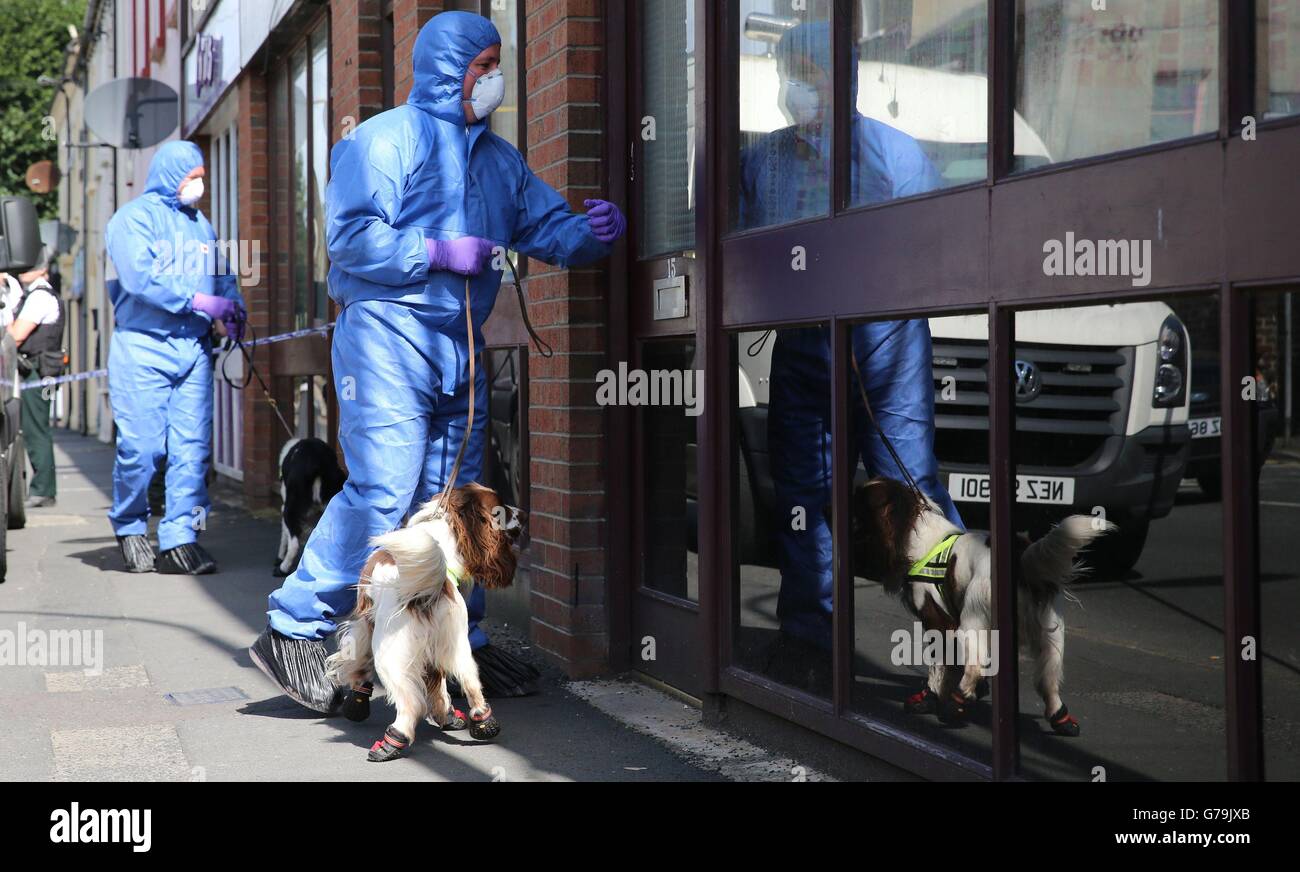 Police with victim recovery dogs in hanover street hi-res stock ...