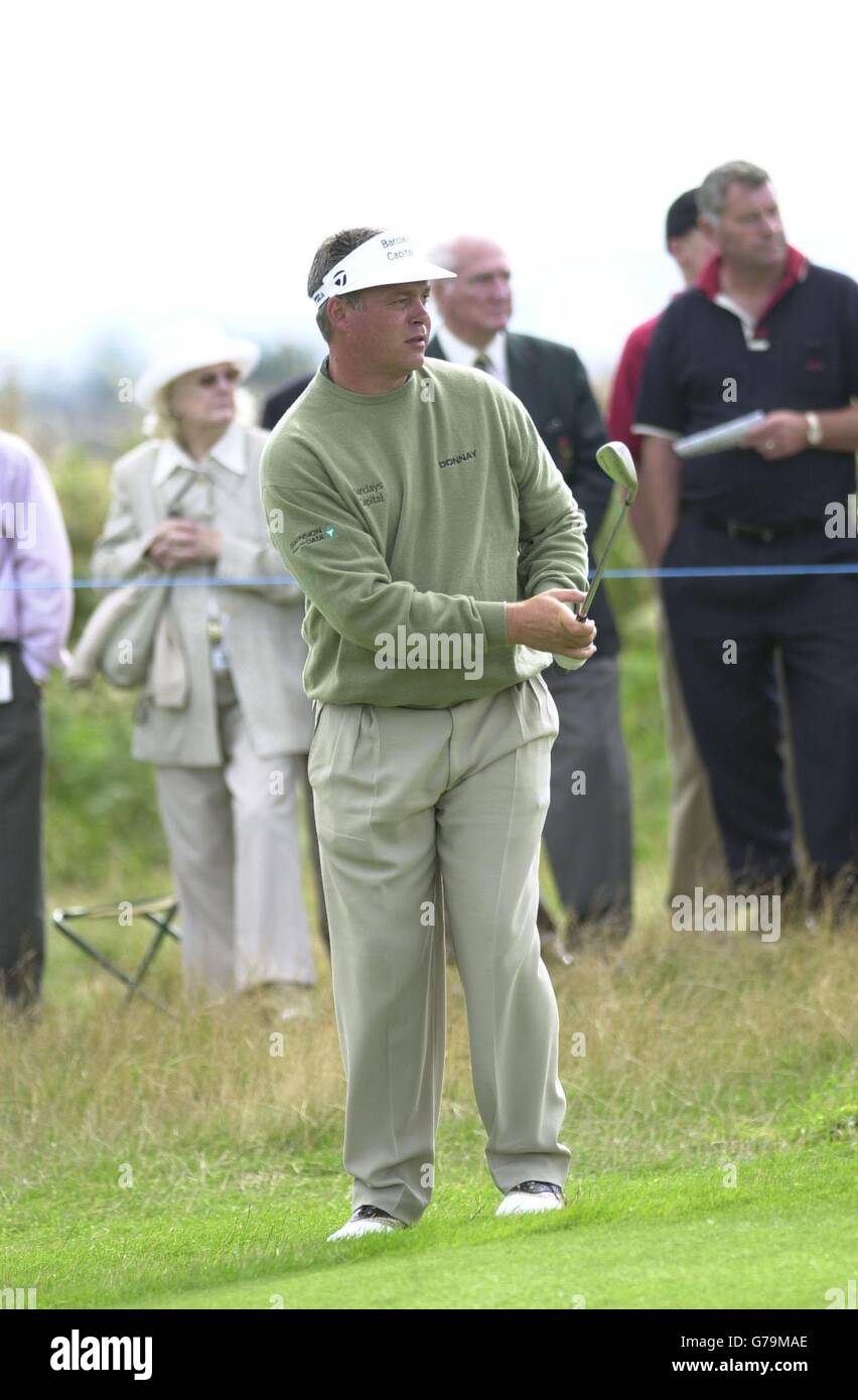 Northern Irelands Darren Clarke Watches His Approach To The Ninth High ...