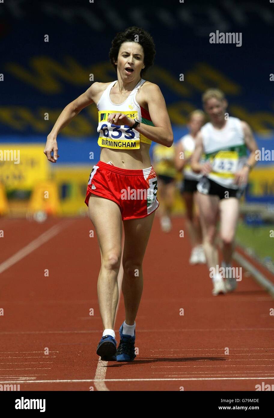 Lisa Kehler of Wolverhampton crosses the line to win the Women's 5000m ...