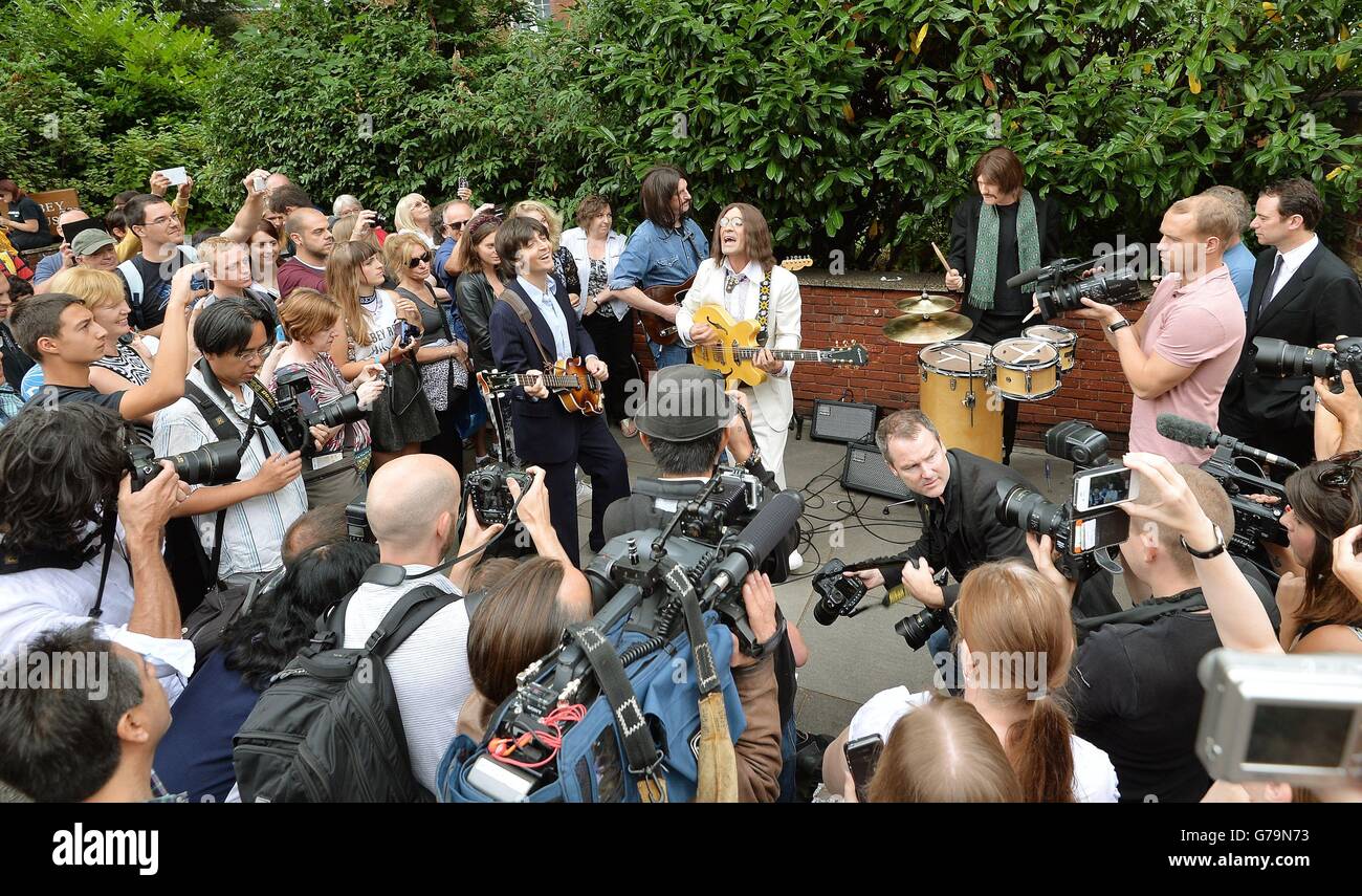 The stars of the West End musical 'Let it be' play to a large crowd of ...
