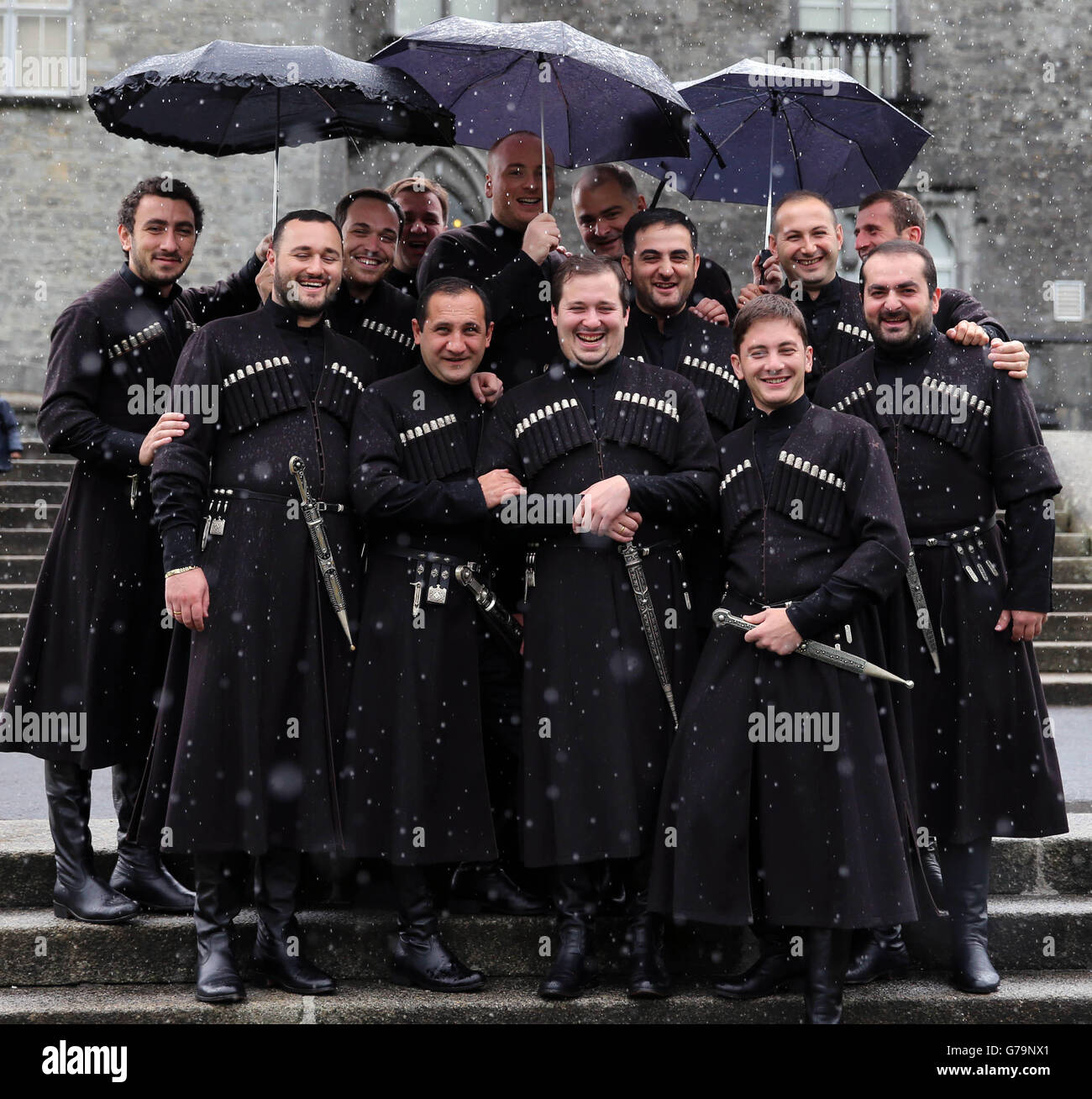 The Basiani Ensemble from Georgia take part in a photocall at Kilkenny ...