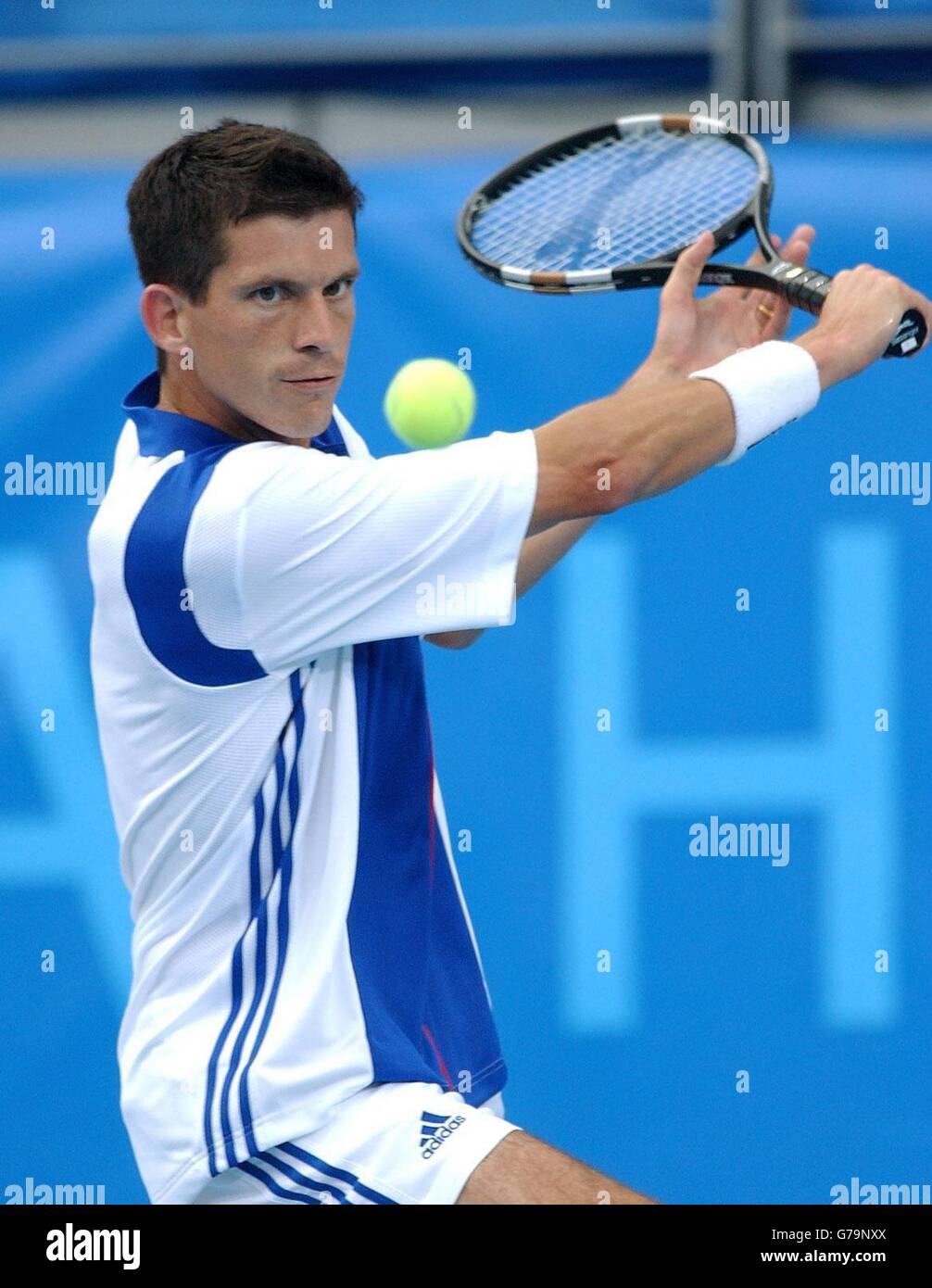 Greece henman crashed out losing in straight sets 6 3 6 3 hi-res stock ...