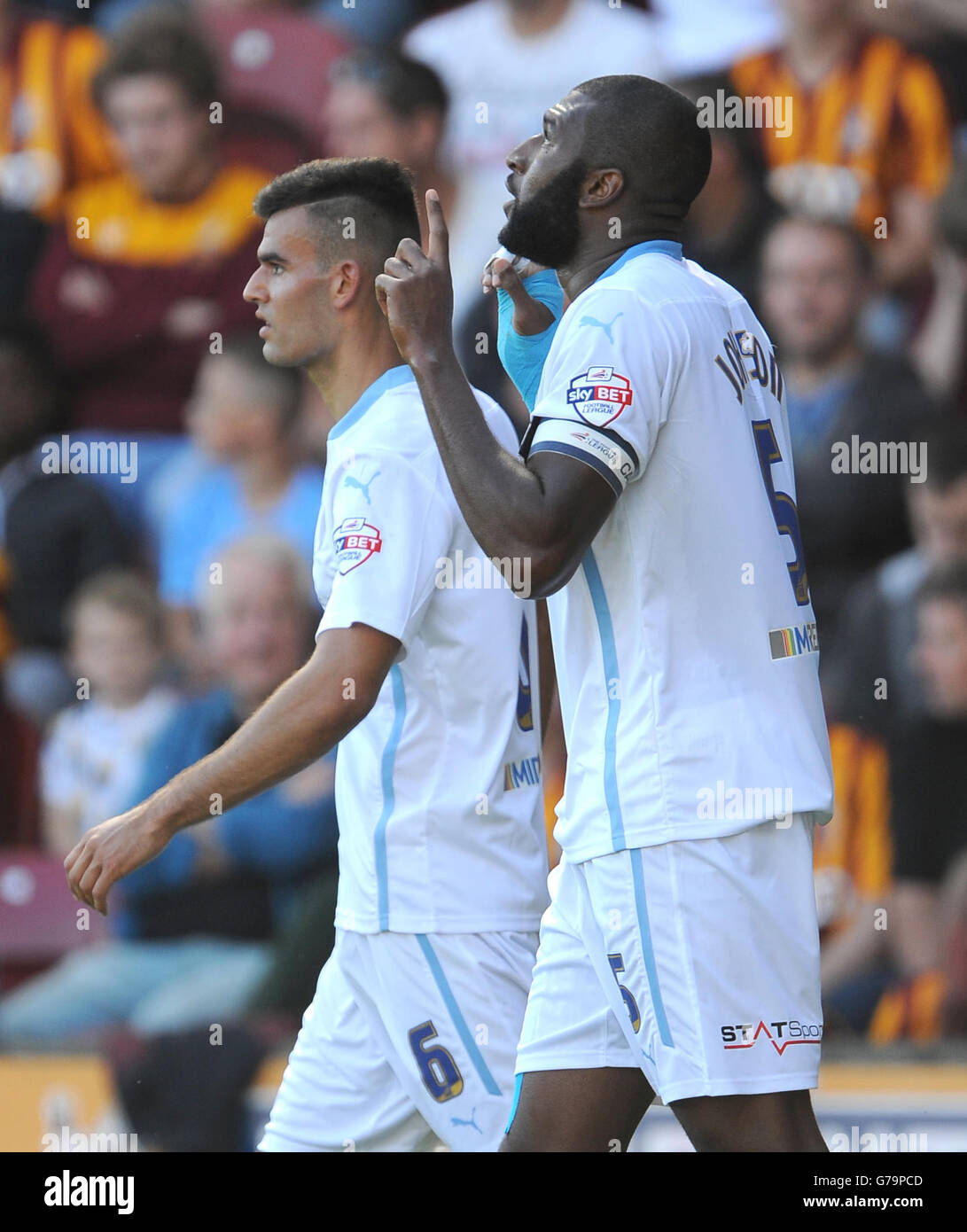 Coventry City's Reda Johnson (right) celebrates with Conor Thomas (left ...