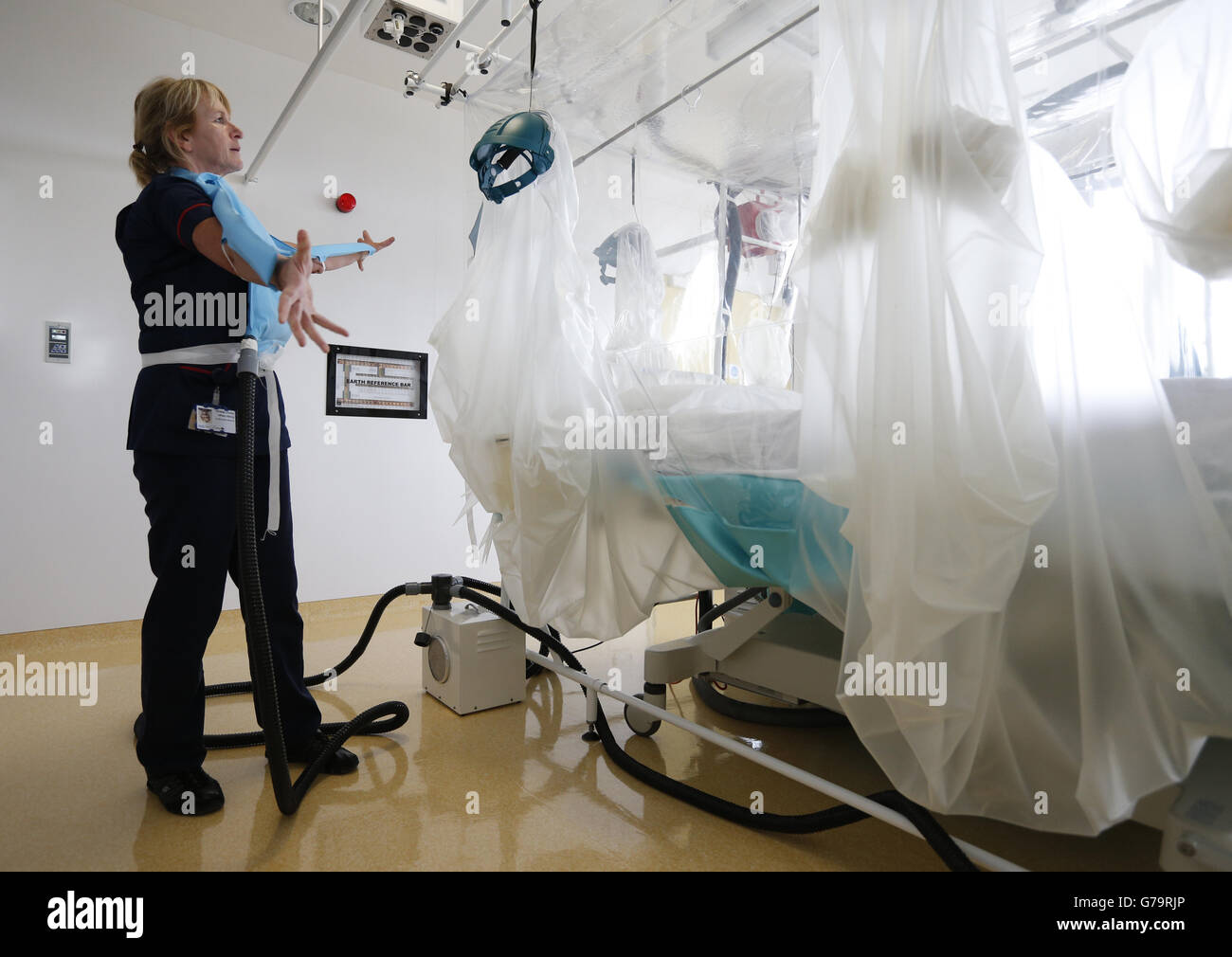 Senior Matron Breda Athan demonstrates the use of a high level ...