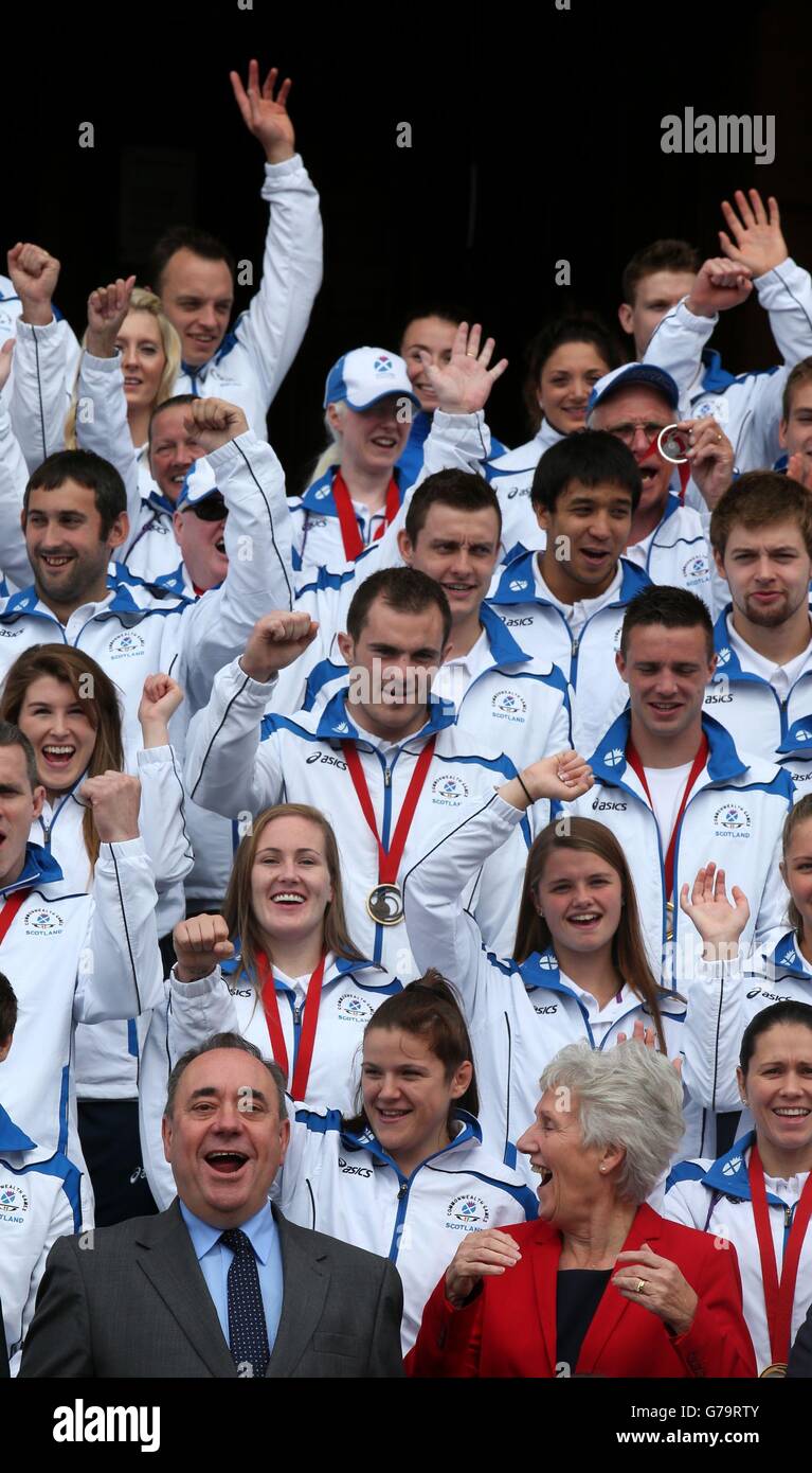 Scotland First minster Alex Salomond (front left) and Chairman Louis ...