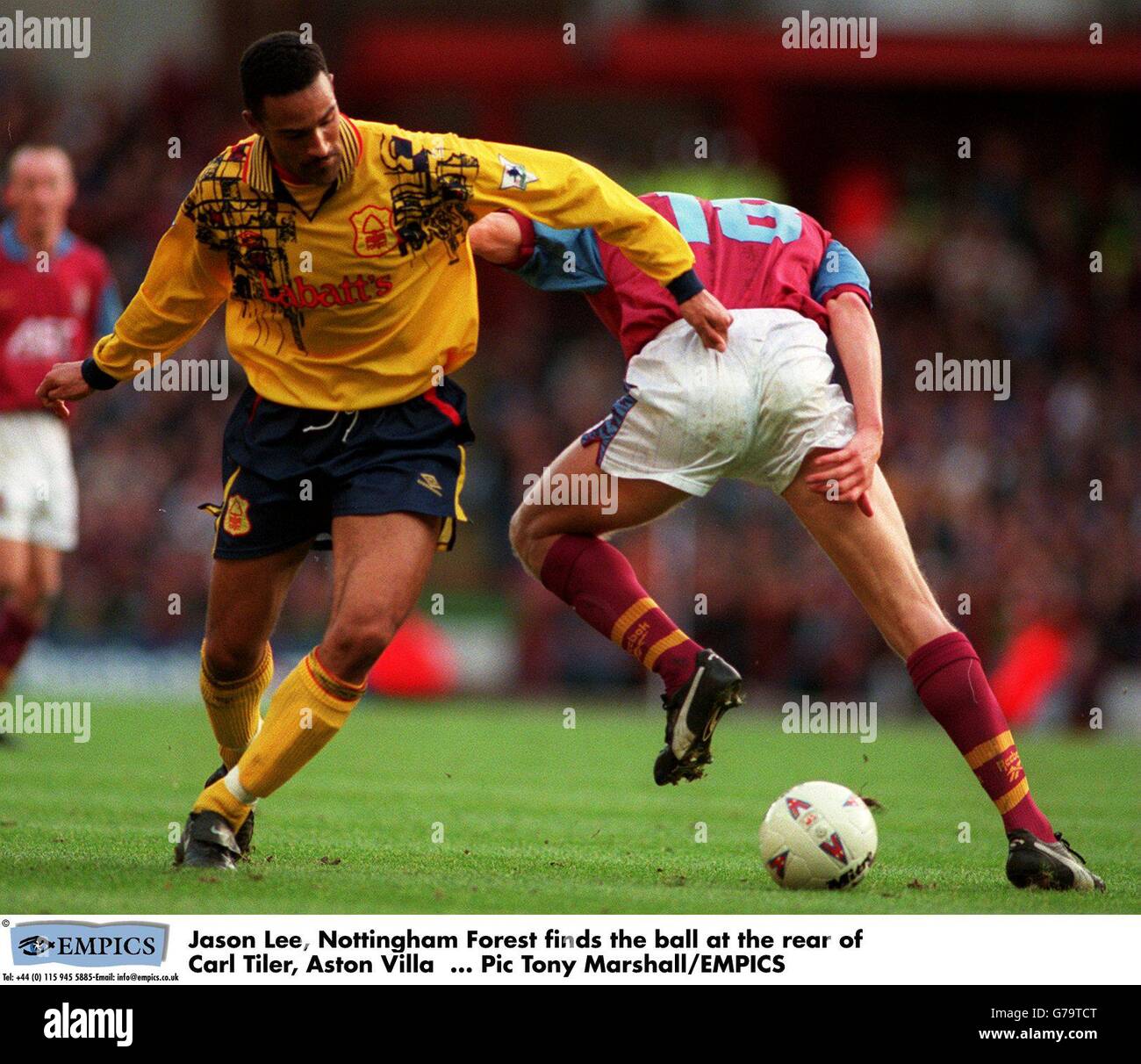 Jason Lee, Nottingham Forest finds the ball at the rear of Carl Tiler ...