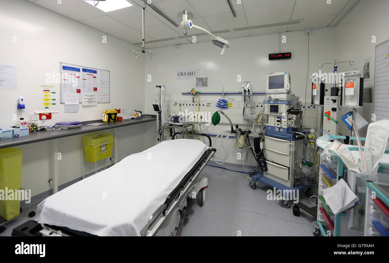 A hospital bed surrounded by medical equipment at the Royal Liverpool ...