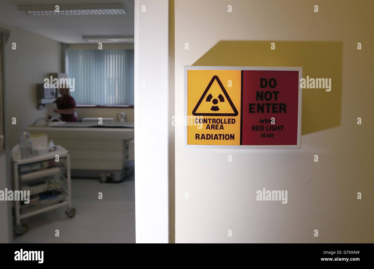 A radiation sign at the Royal Liverpool University Hospital, Liverpool ...