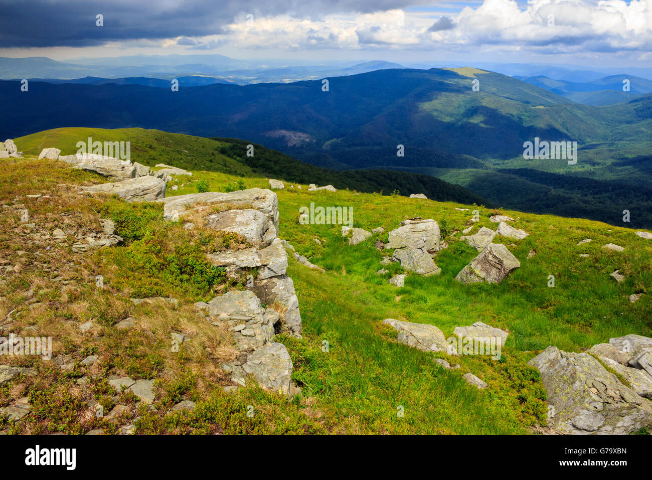 white sharp stones on the hillside in hight mountains Stock Photo - Alamy