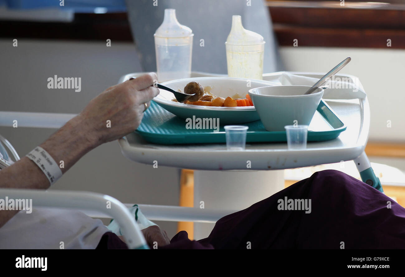Patient eats hospital meal at the royal liverpool university hospital ...