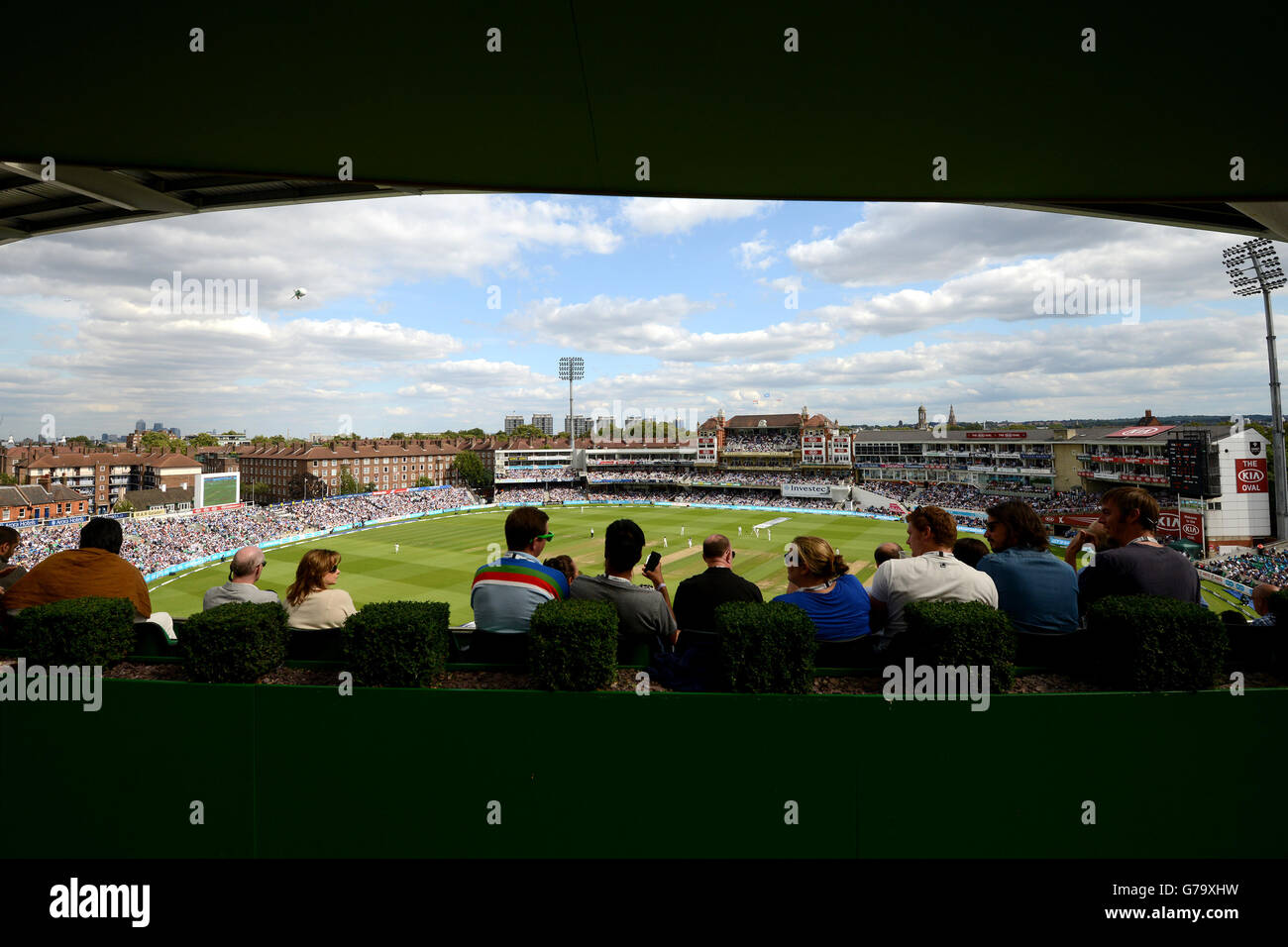 General view as crowds watch the action inside The Kia Oval Stock Photo ...