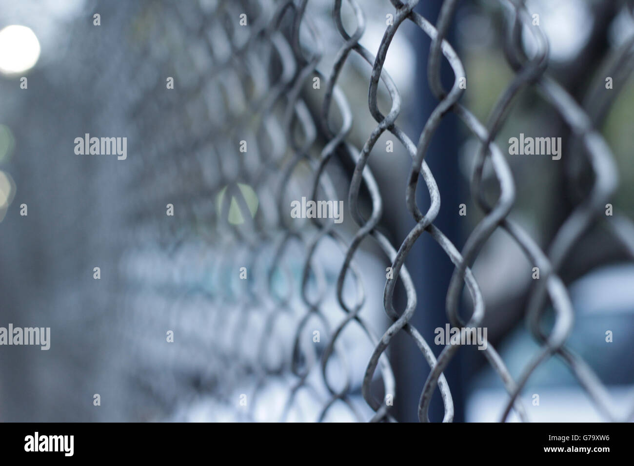 Photograph of a cyclone wire fencing and a blurred background Stock ...