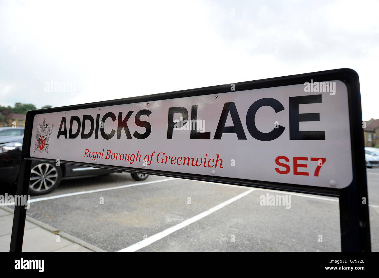 A view of the Addicks Place road sign outside The Valley Stock Photo ...