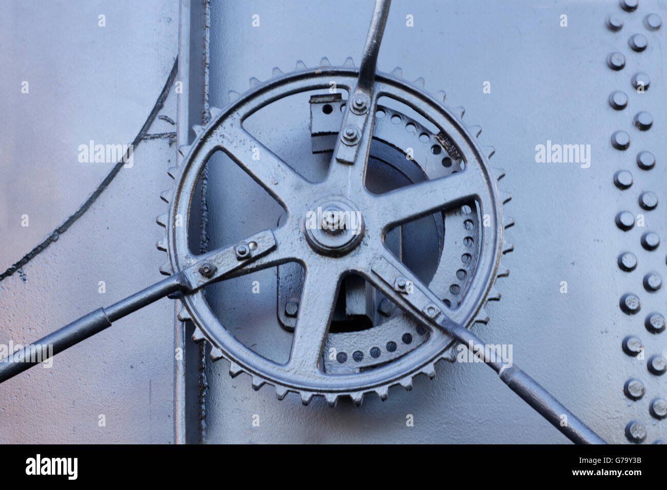 Photograph of a detail of a black industrial machine Stock Photo - Alamy