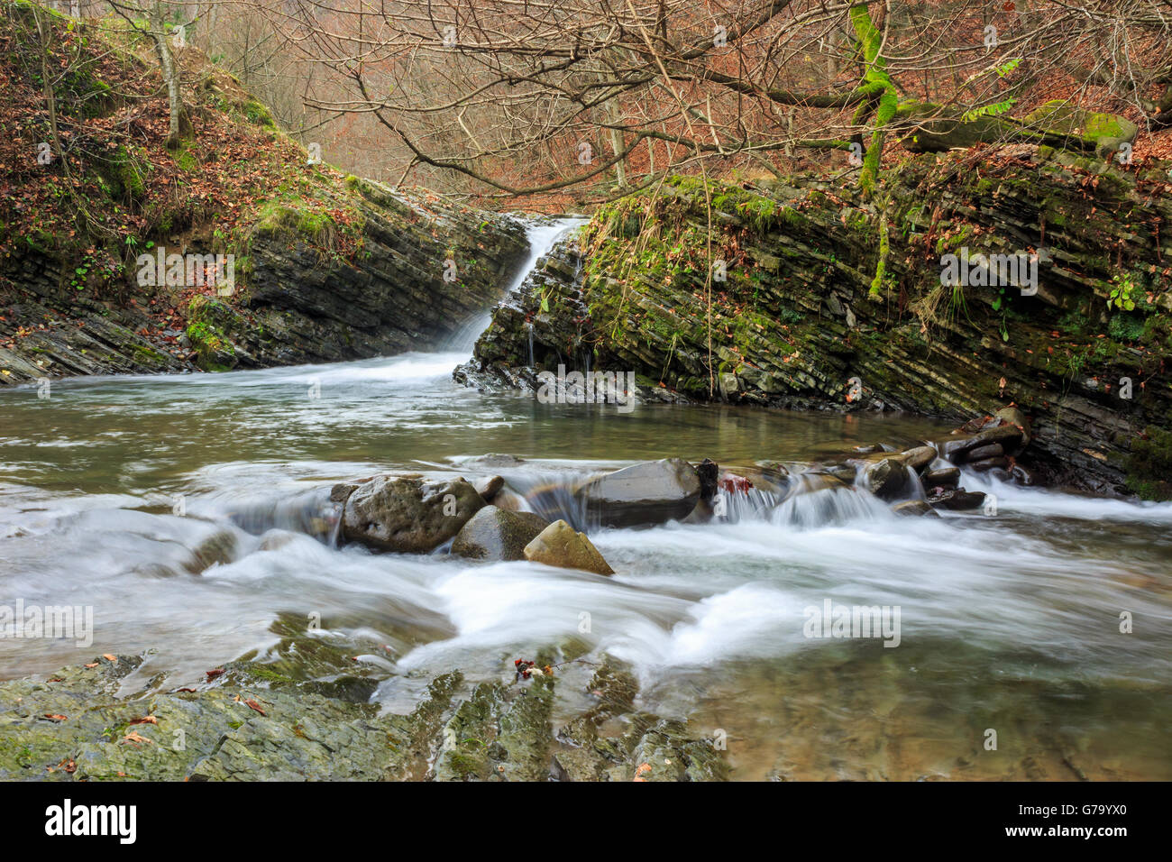 incredibly beautiful and clean little river with several cascades over ...