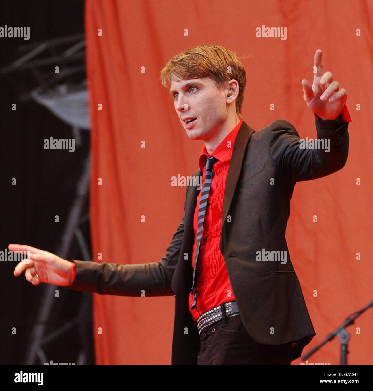 Showbiz music festival celebrity performing on stage 1 2 half length hi ...