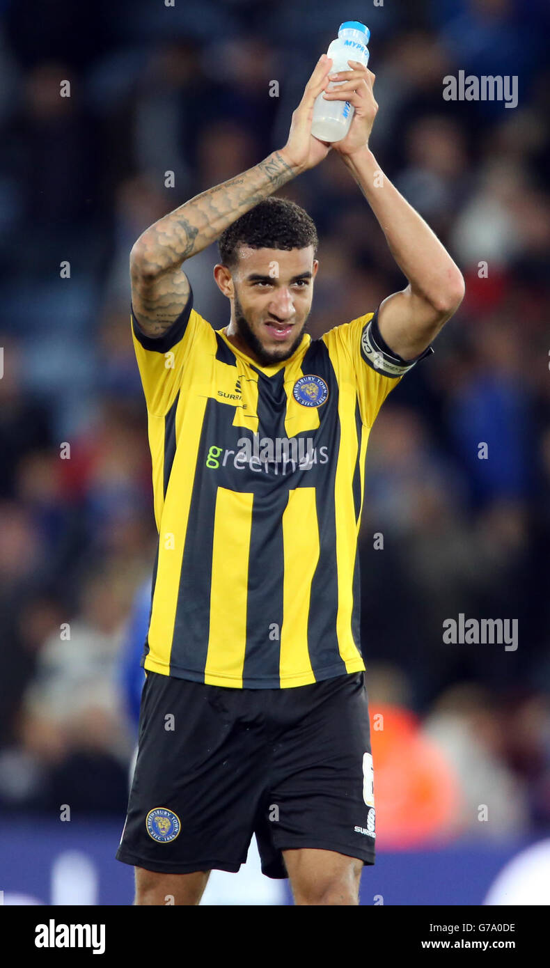 Shewsbury Town Captain Connor Goldson celebrates after the final ...