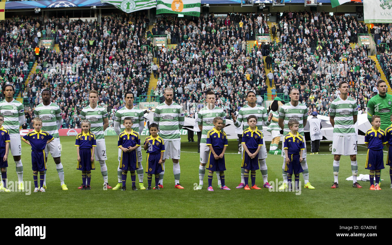 Celtic line-up before kick-off during the UEFA Champions League ...