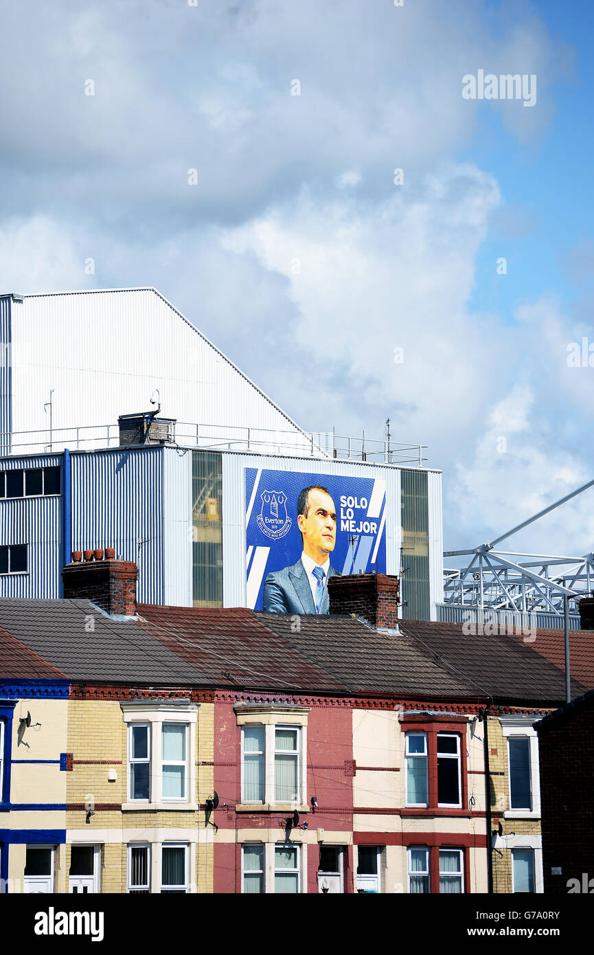 A general view of the giant Roberto Martinez picture on the side of the ...