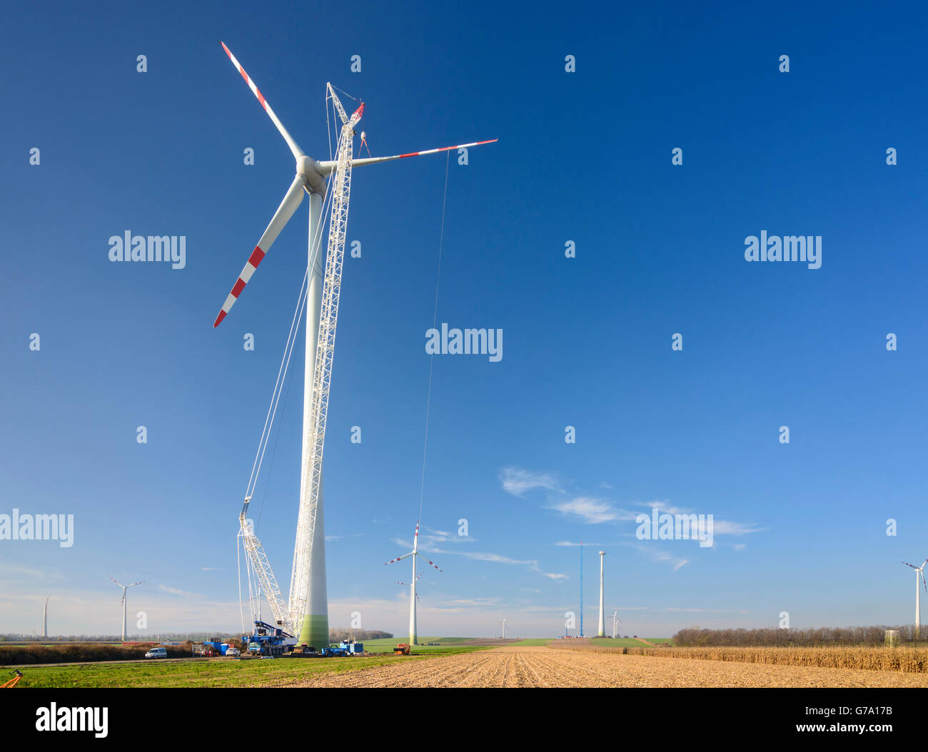Installation of a wind turbine, wind farm, crane, construction ...