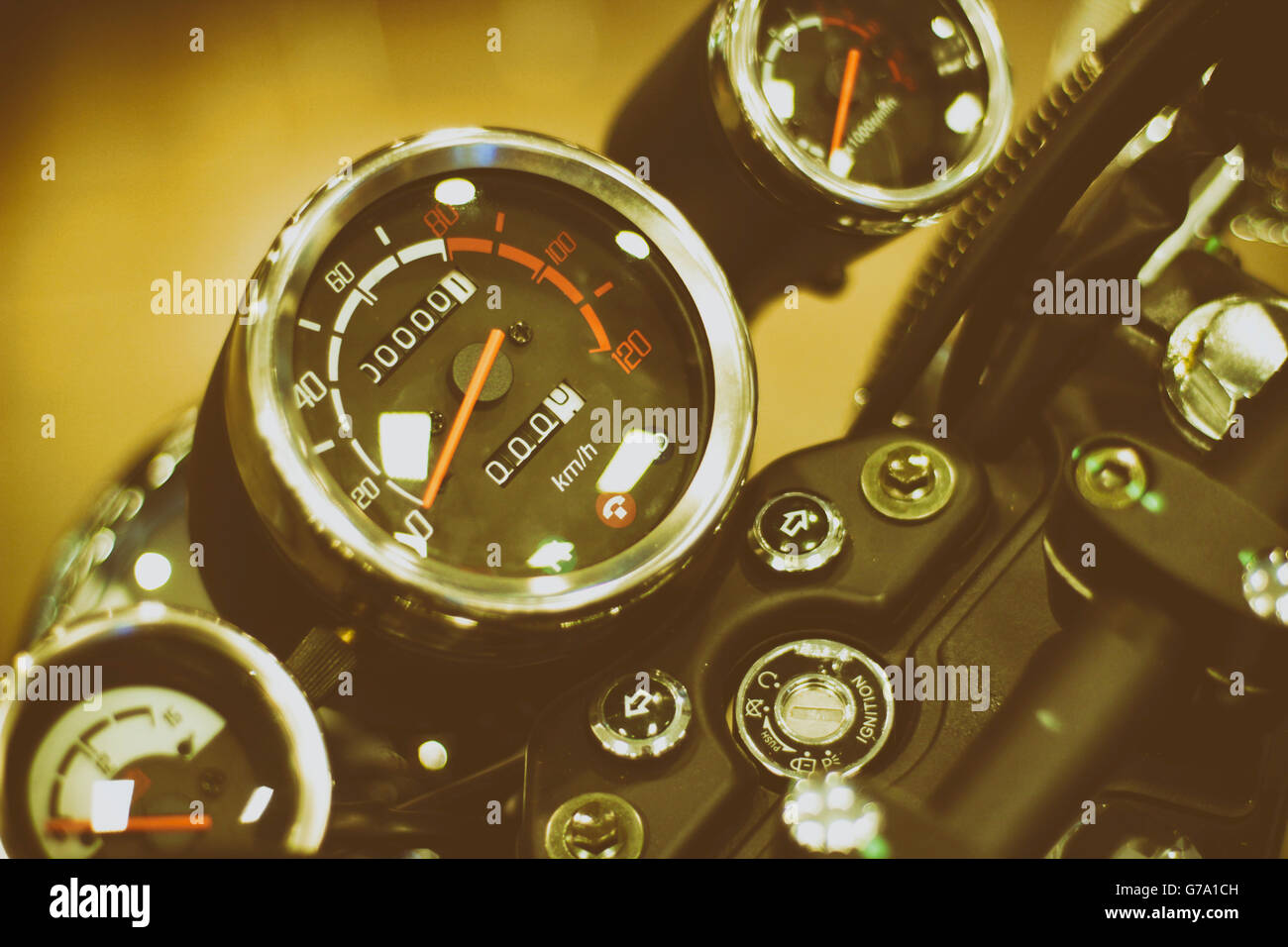 Photograph of a motorcycle instrument panel Stock Photo - Alamy