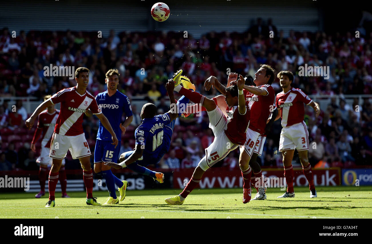 Middlebrough's Lee Tomlin and Birmingham's Wesley Thomas during the Sky ...